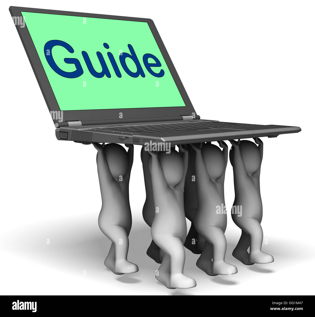 Guide Characters Laptop Showing Guidance Assistance Or Assist Stock ...