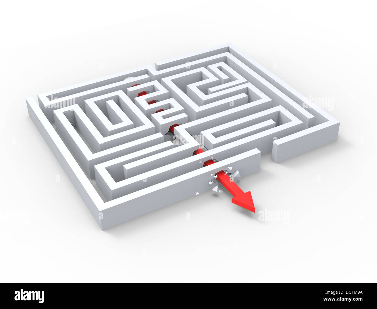 Break Out Of Maze Showing Puzzle Escape Solved Stock Photo - Alamy