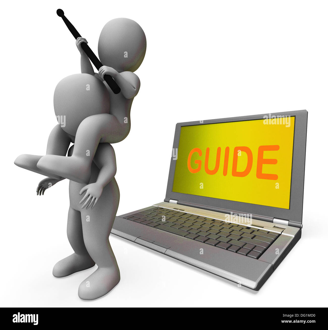 Guide Characters Laptop Showing Guiding Assistance Or Assist Stock ...