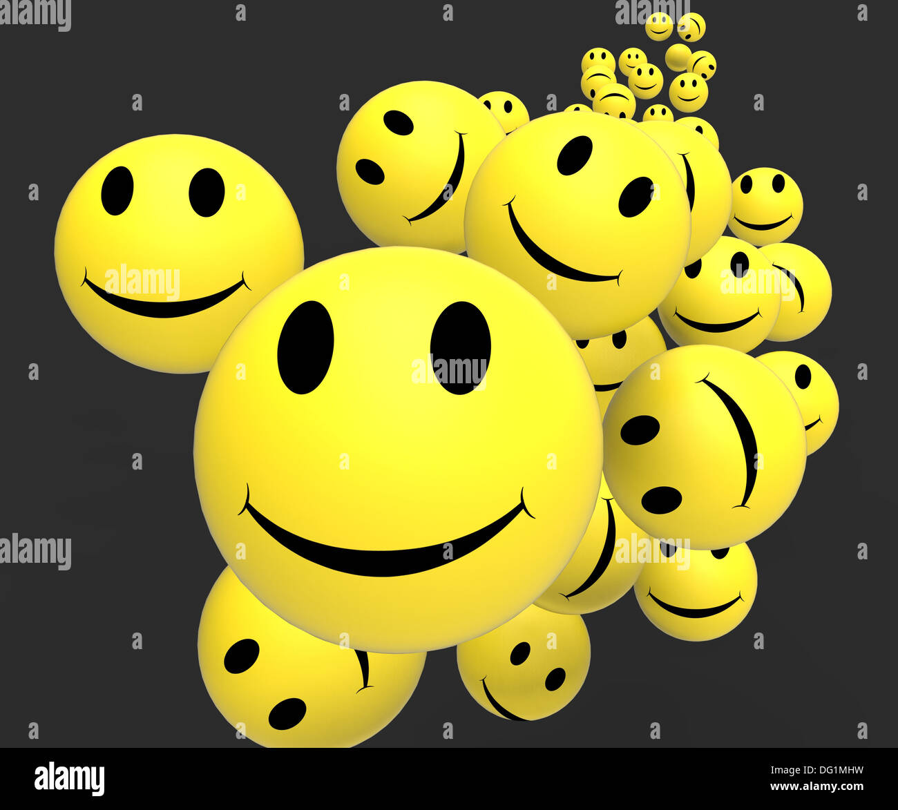 Smileys Showing Happy Cheerful And Positive Faces Stock Photo - Alamy