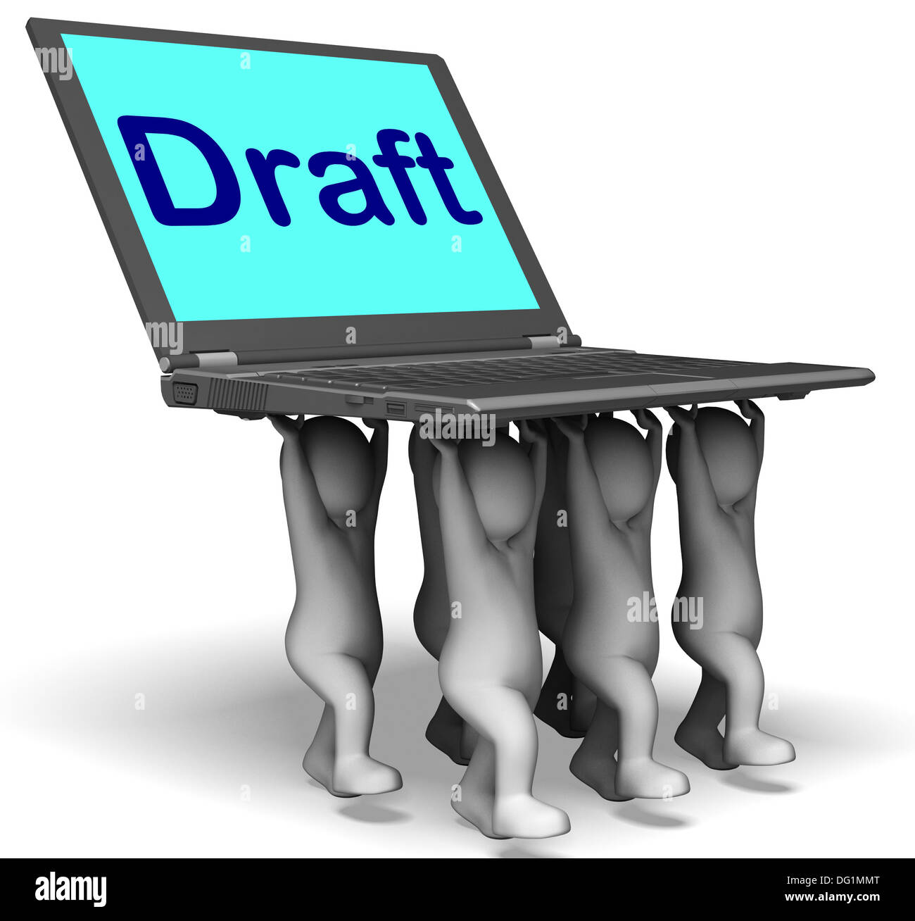 Draft Characters Laptop Showing Outline Document Or Letter Online Stock ...