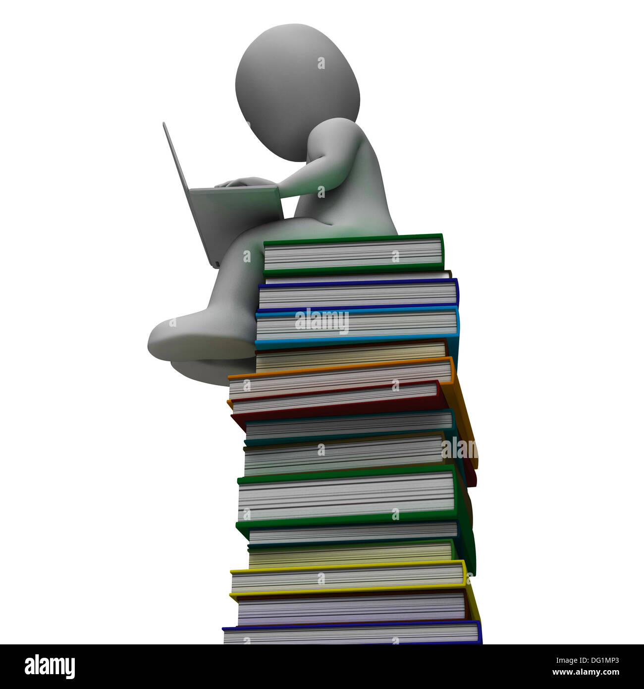 Student With Laptop On Books Showing Education And Studying Stock Photo ...