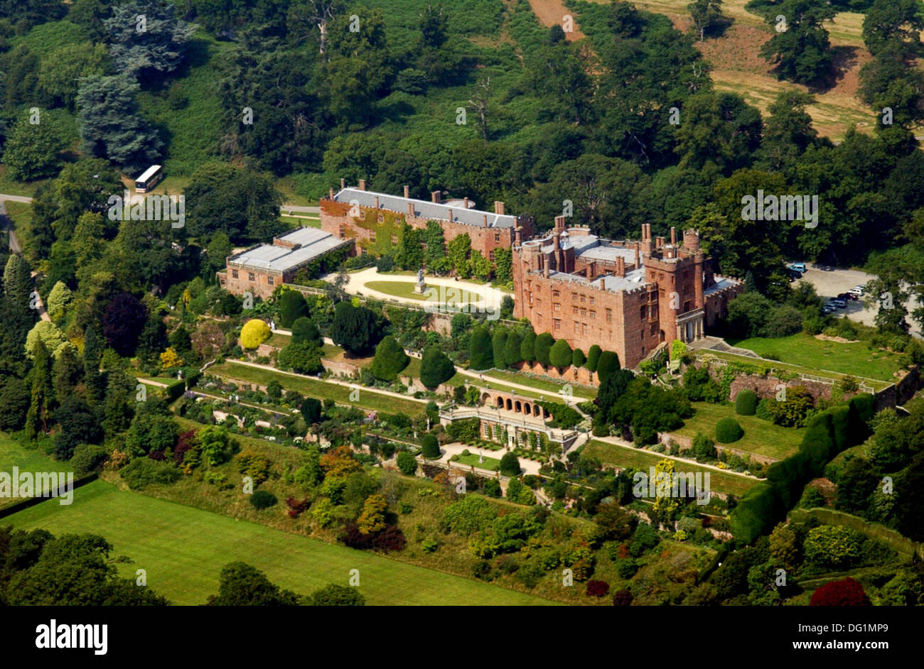 Powis Castle aerial view Uk Stock Photo - Alamy