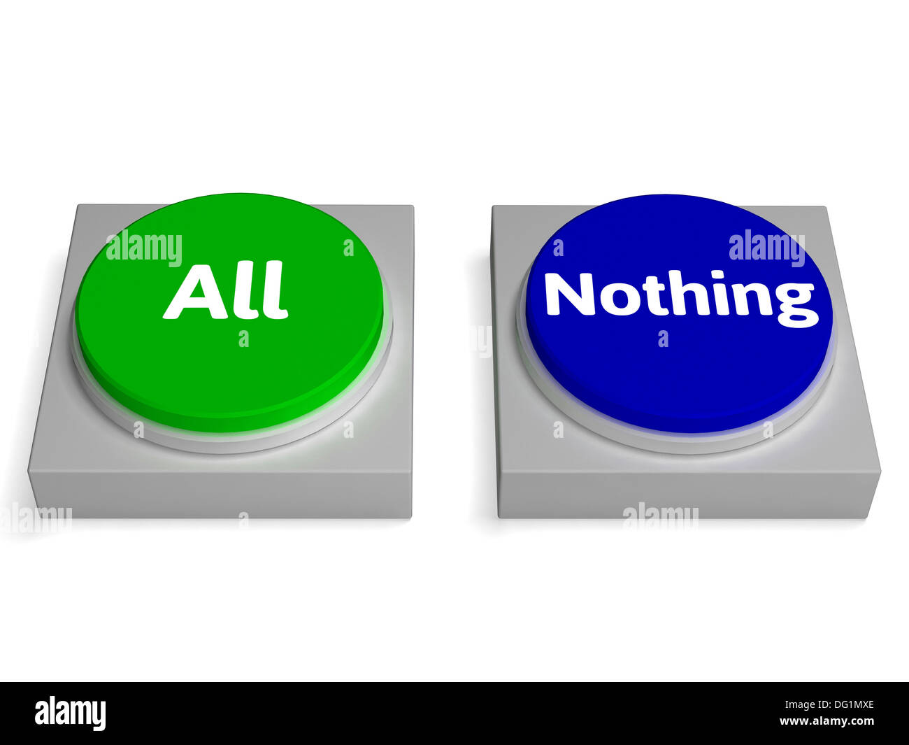 All Or Nothing Buttons Showing Total Or None Stock Photo - Alamy