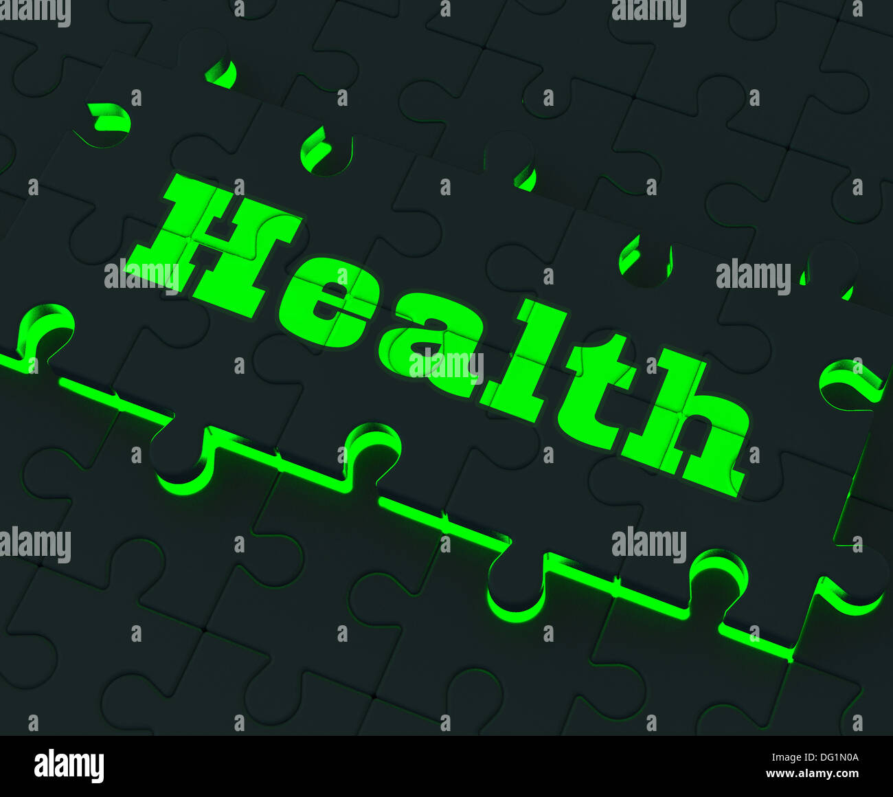 Health Puzzle Showing Healthy Medical Care And Wellbeing Stock Photo ...