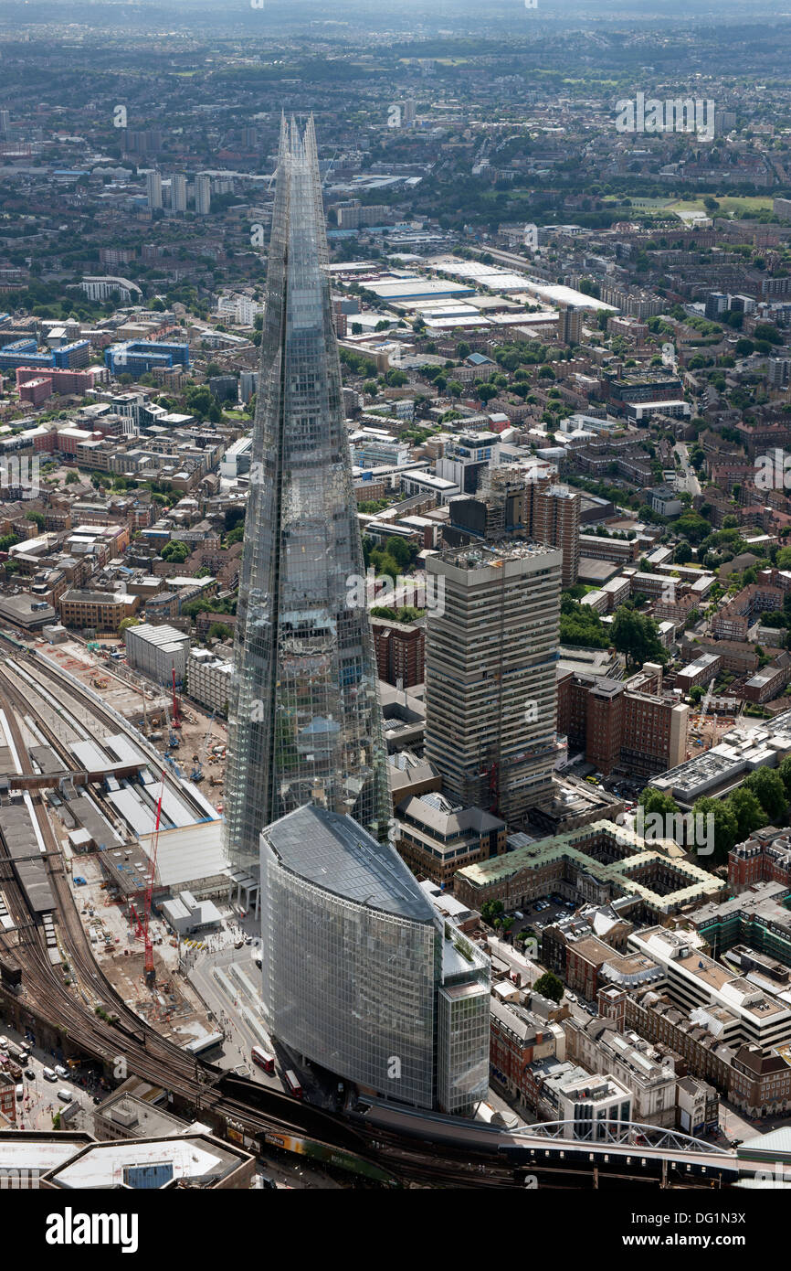 Aerial view of the Shard at London Bridge Quarter London Stock Photo ...