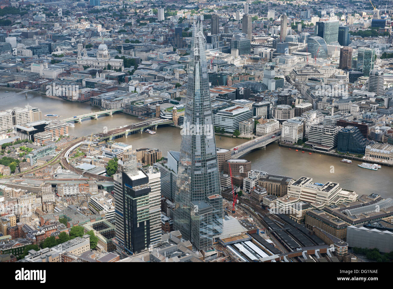 Aerial view of the Shard at London Bridge Quarter London Stock Photo ...