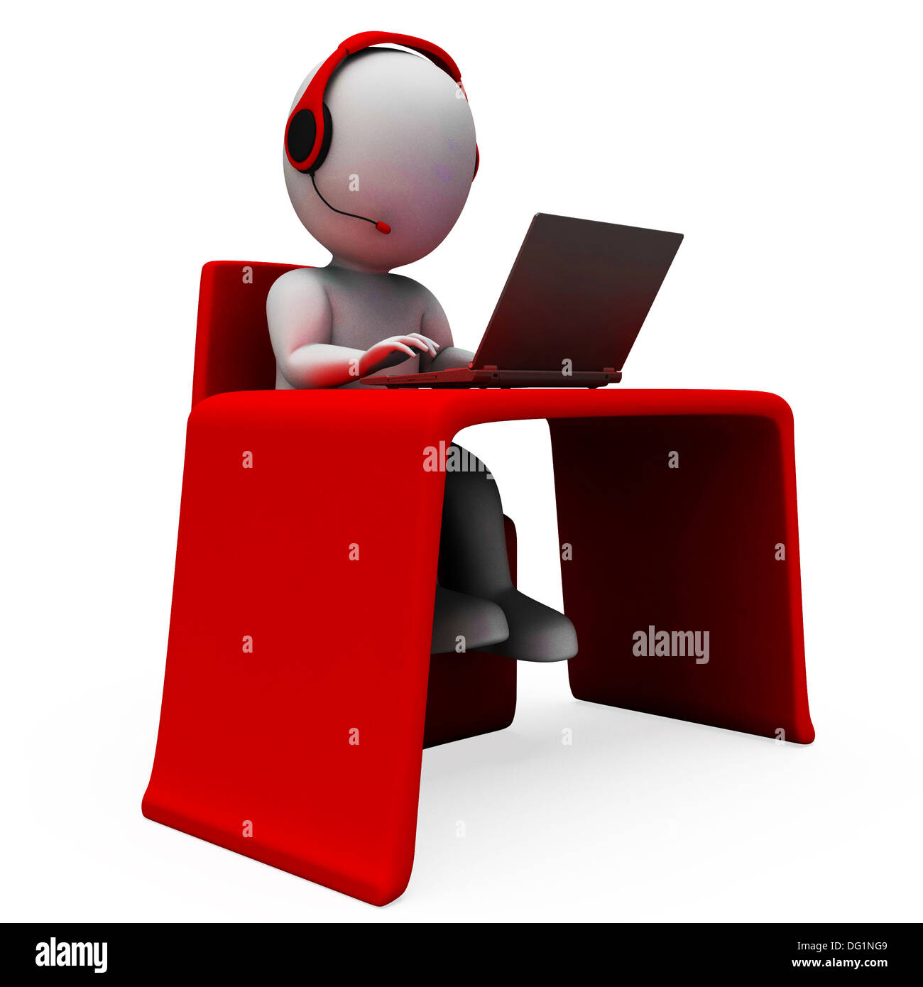 Helpdesk Hotline Operator Shows Support And Service Stock Photo - Alamy