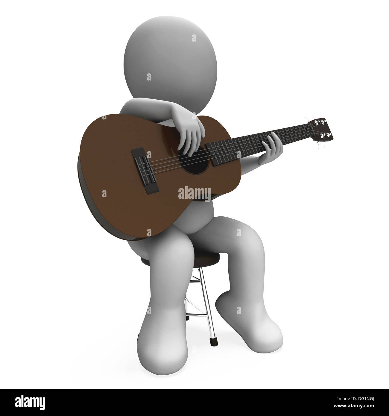 Acoustic Guitar Character Showing Guitarist Music And Performance Stock ...