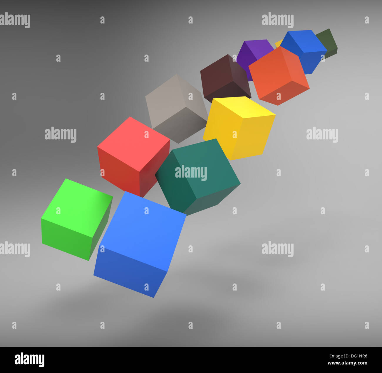 Blocks Falling Shows Action Ideas And Solutions Stock Photo - Alamy
