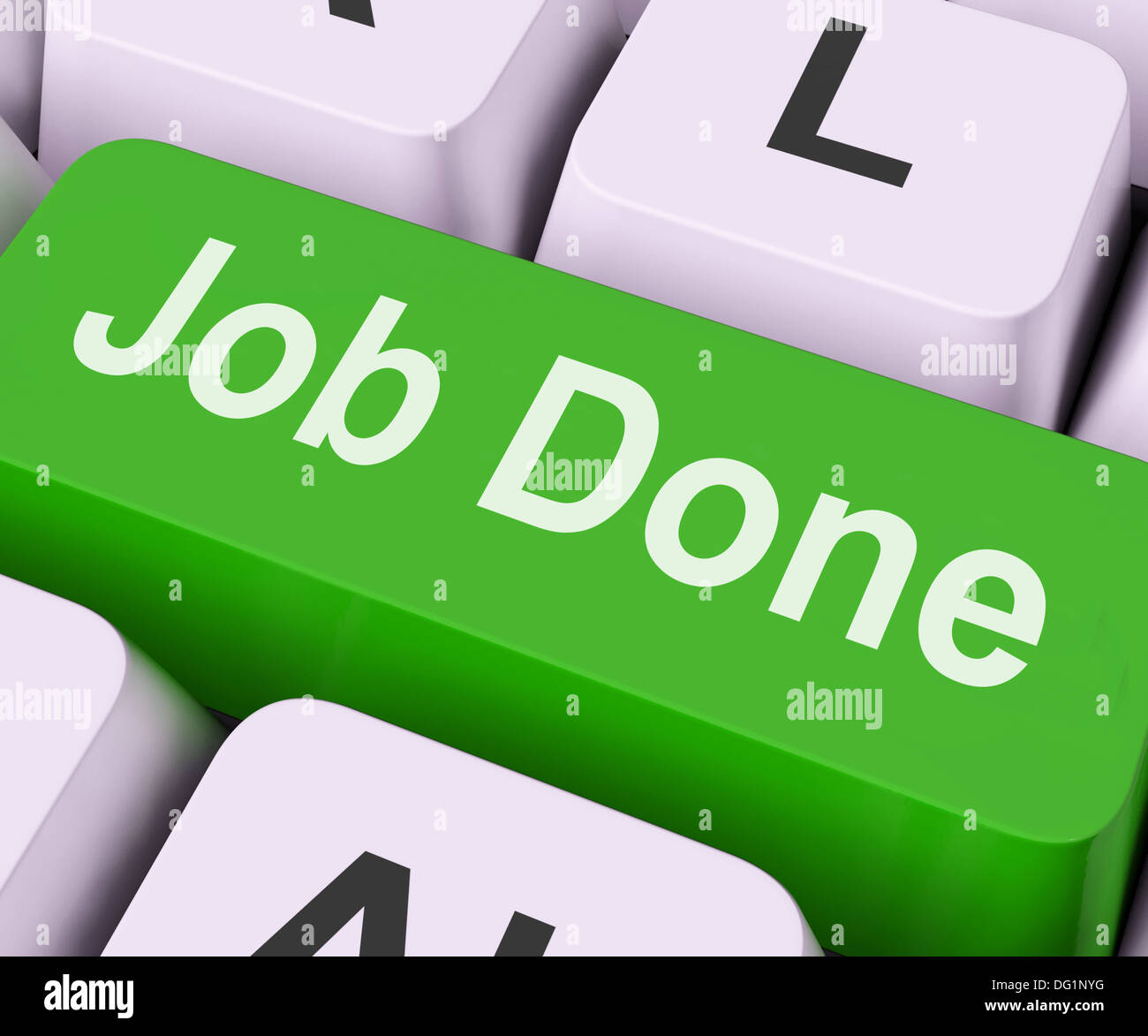 Job Done Key On Keyboard Meaning Finished Or Completed Stock Photo - Alamy