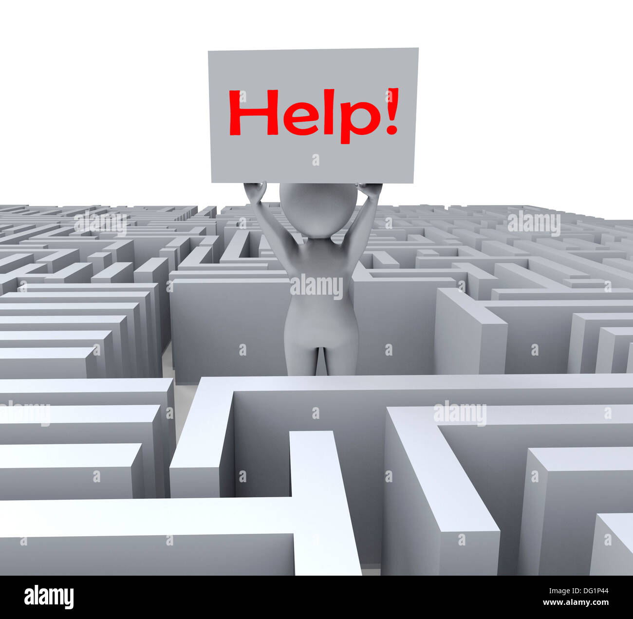 Help Sign Shows Lost In Labyrinth Emergency Stock Photo - Alamy