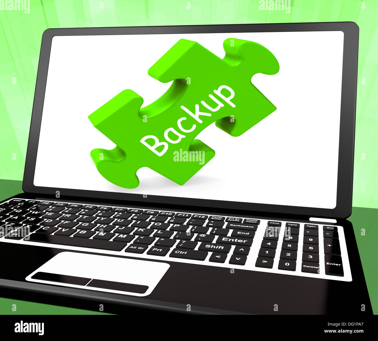 Backup Laptop Showing Data Archiving Back Up And Storage Stock Photo ...