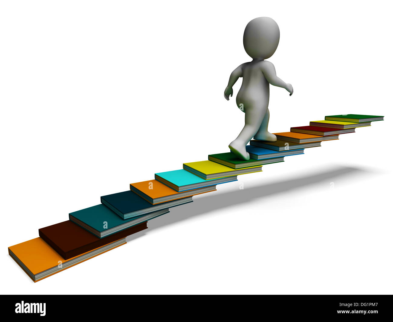 Student Climbing Books Showing Education And Studying Stock Photo - Alamy