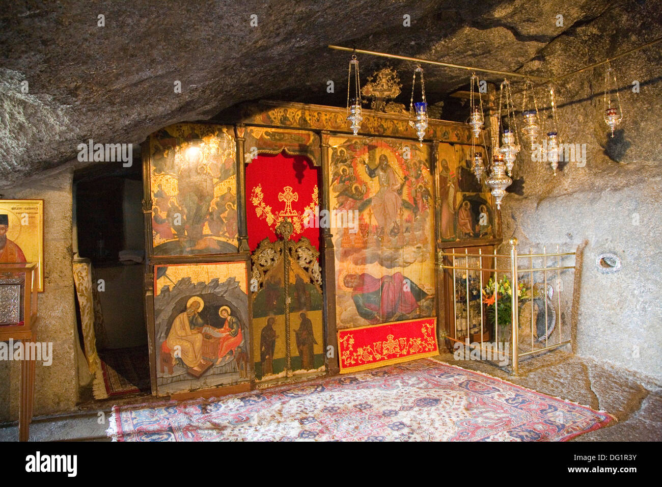 europe, greece, dodecanese, patmos island, grotto of the apocalypse ...