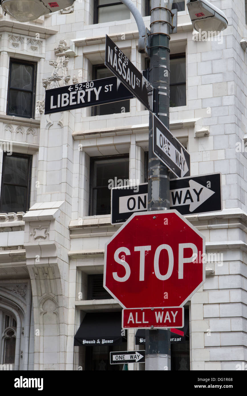 A classic New York selection of signs Stock Photo - Alamy