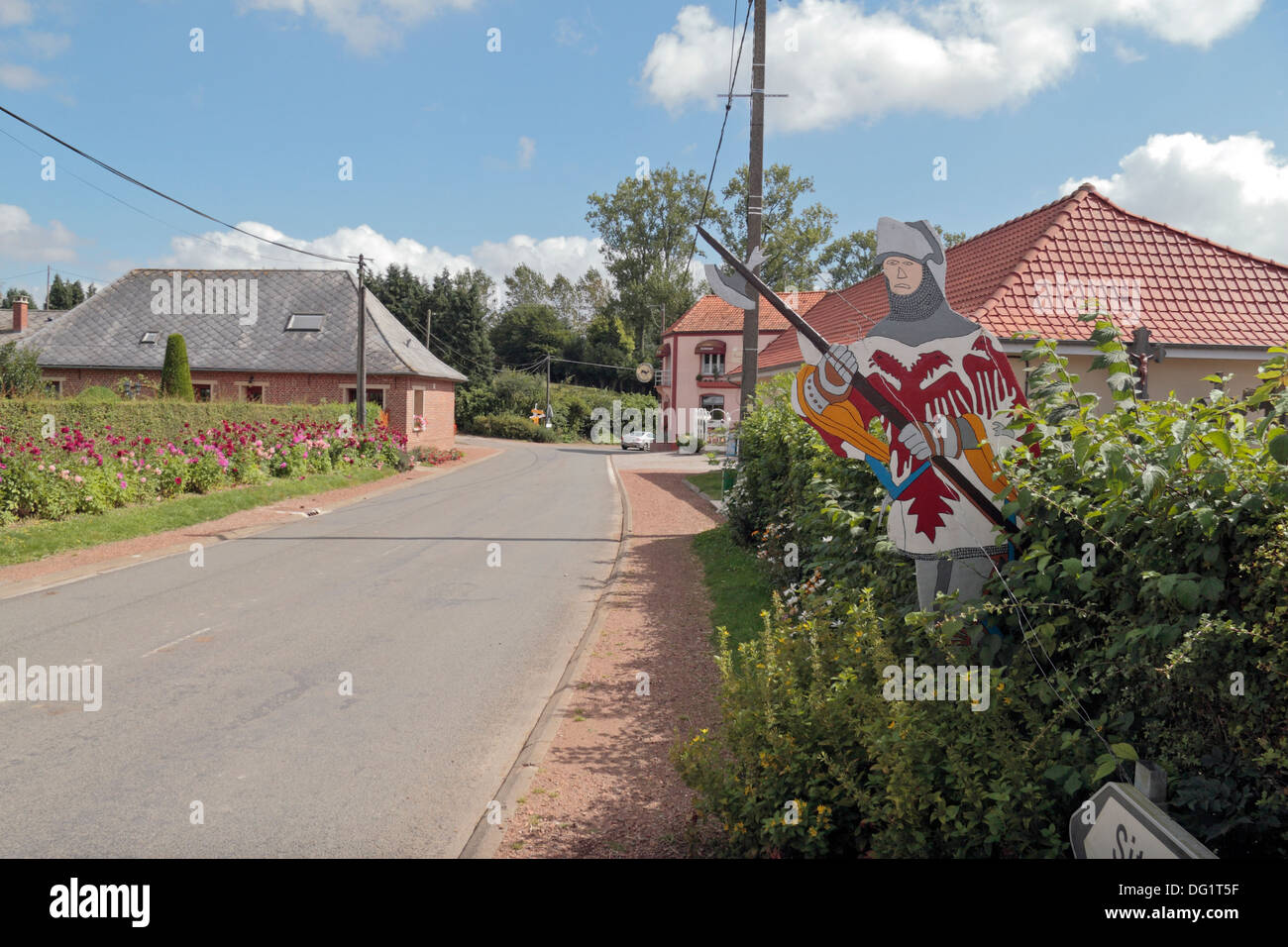 French figure on the roadside in Azincourt (Agincourt), site of the ...