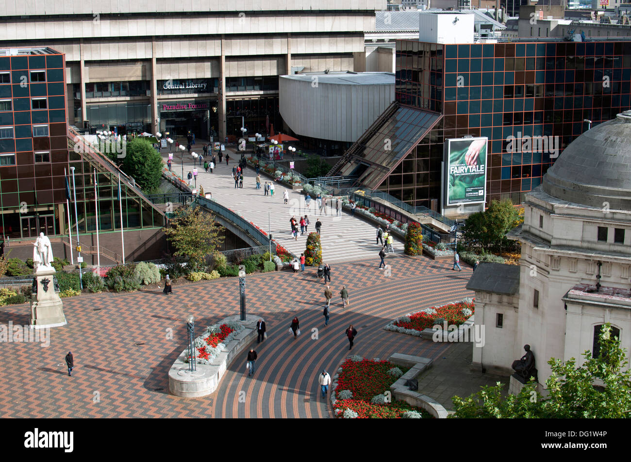 Centenary Square from the Library of Birmingham rooftop garden, UK ...