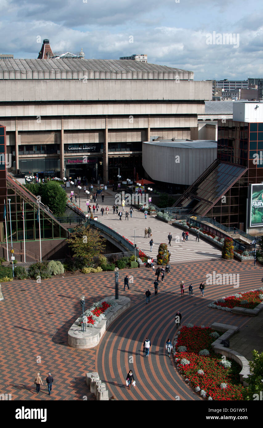 Centenary Square from the Library of Birmingham rooftop garden, UK ...
