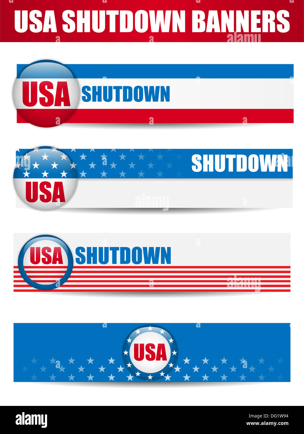 Vector - Government Shutdown USA Closed Banners Stock Photo - Alamy