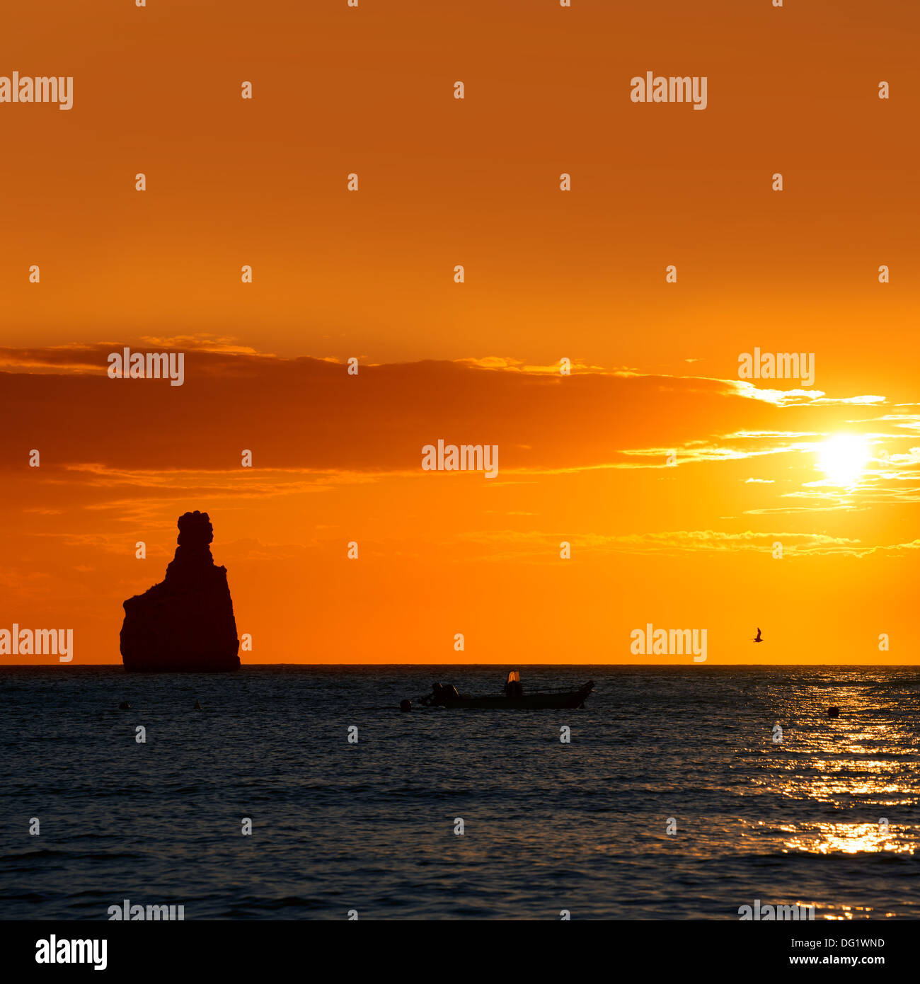 Ibiza Cala Benirras sunset beach in san Juan at Balearic Islands Spain ...