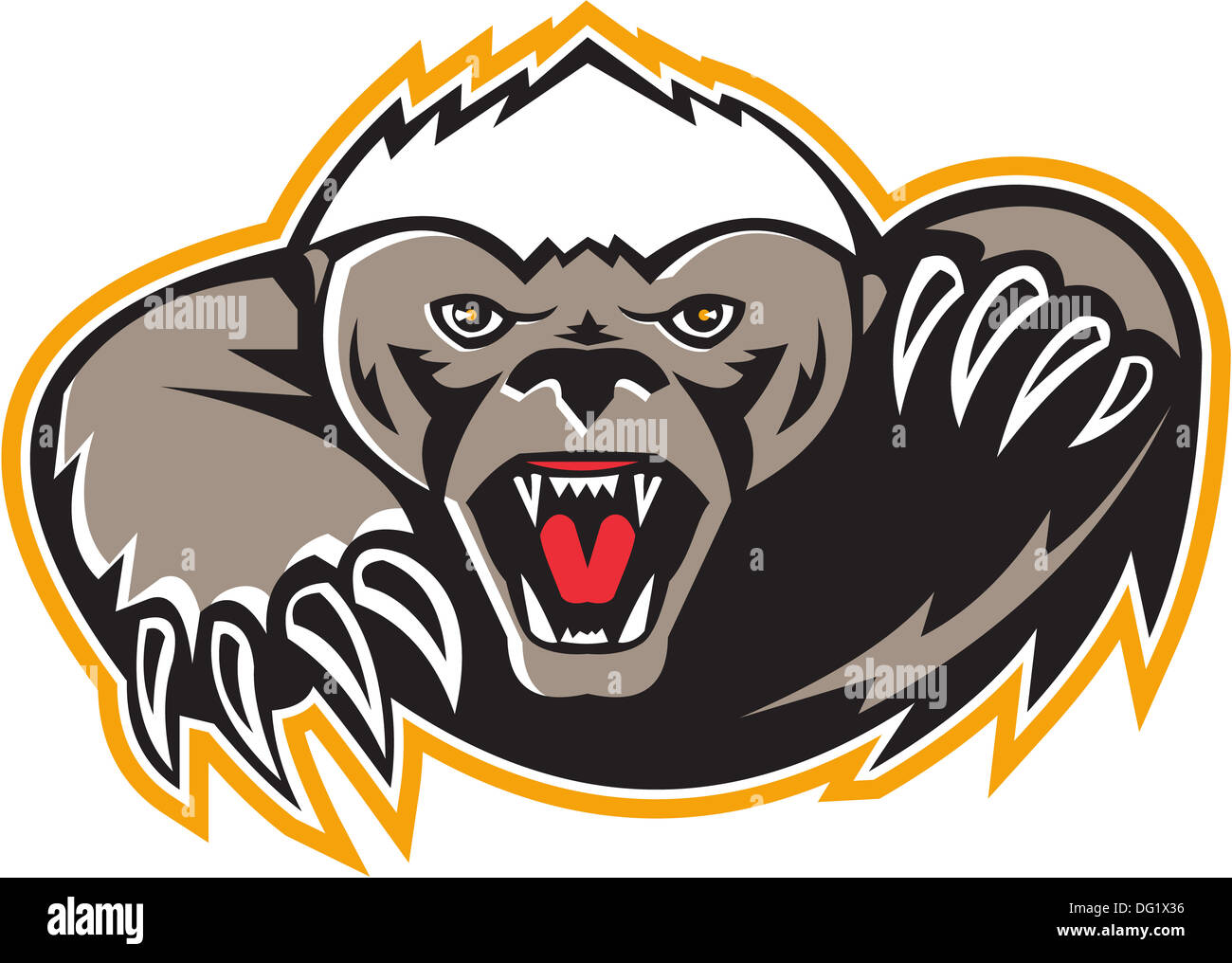 Illustration of a honey badger (Mellivora capensis) mascot also known ...