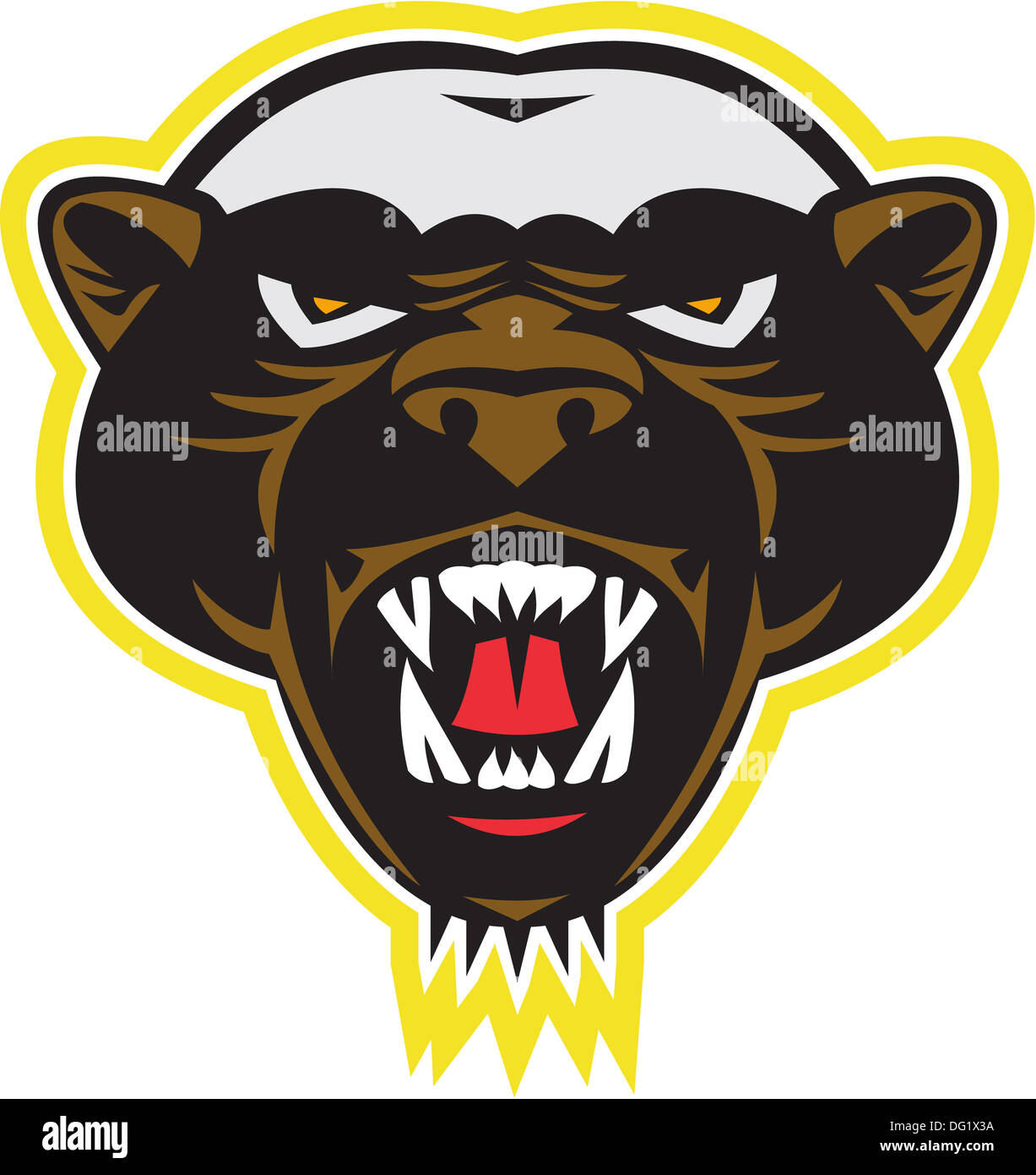 Illustration of a honey badger (Mellivora capensis) mascot also known ...