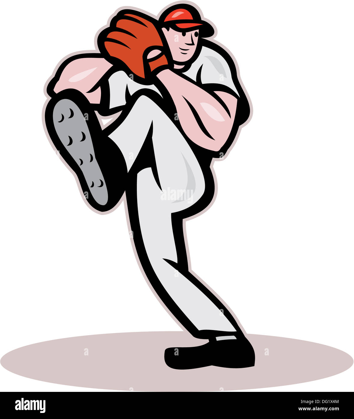 Illustration of a american baseball player pitcher outfielder throwing ...