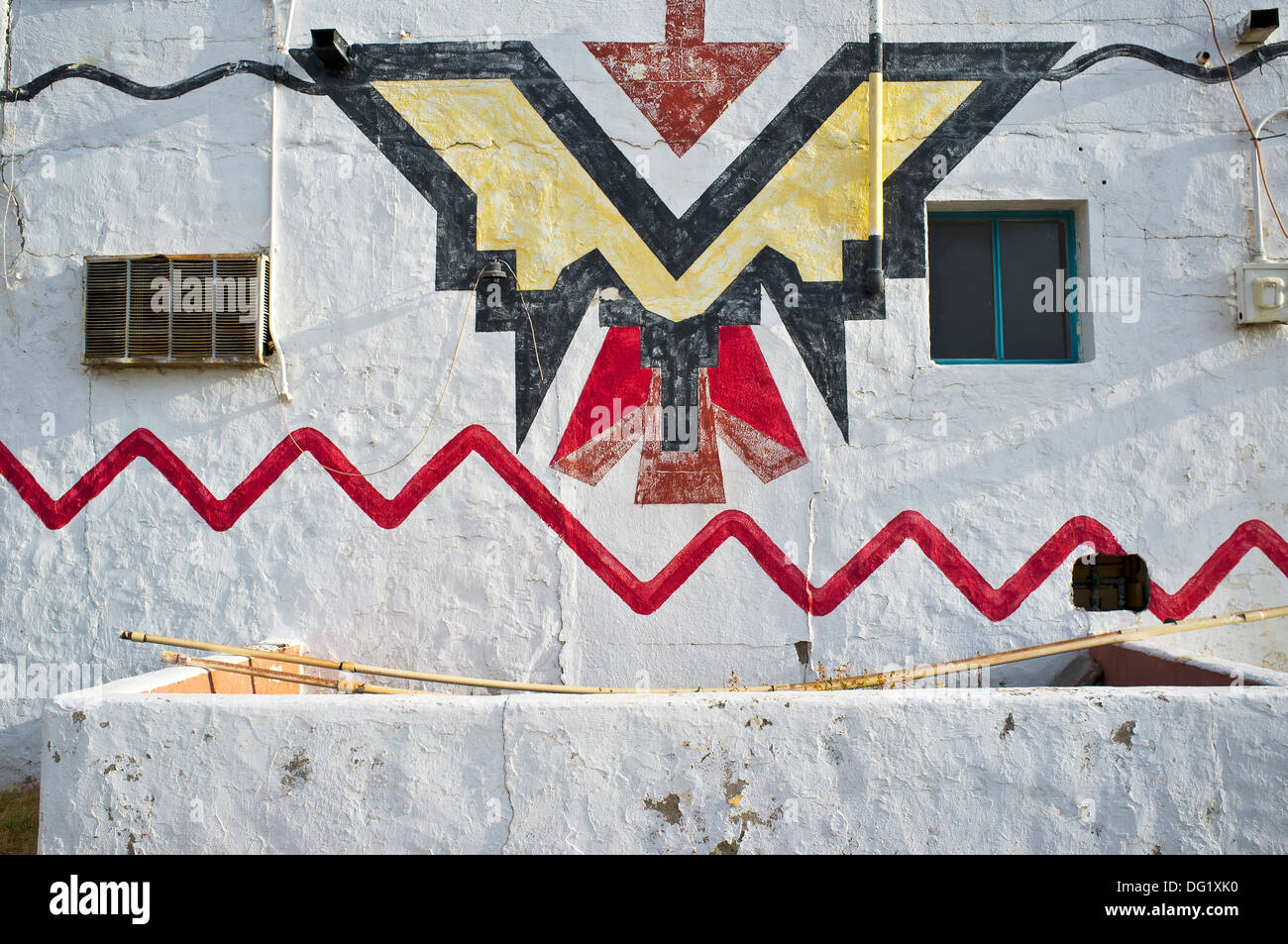 Motel exterior wall decoration Stock Photo - Alamy