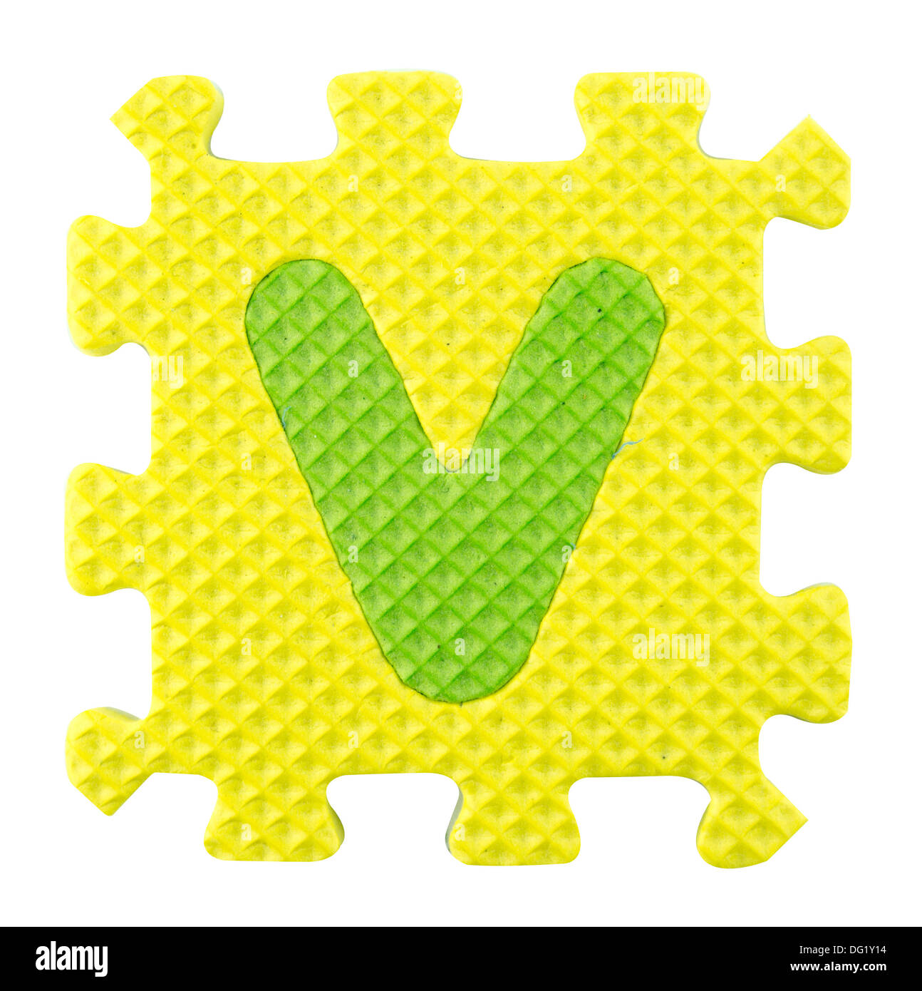 V letter, Alphabet puzzle isloated on white background , with clipping ...
