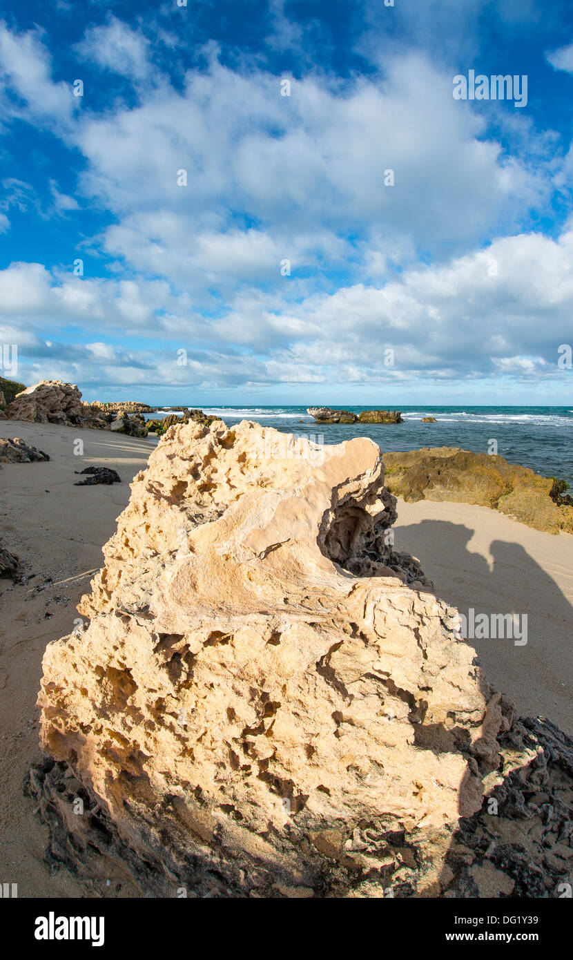 Large rock on the beach at Western Australian Marine Park Stock Photo ...