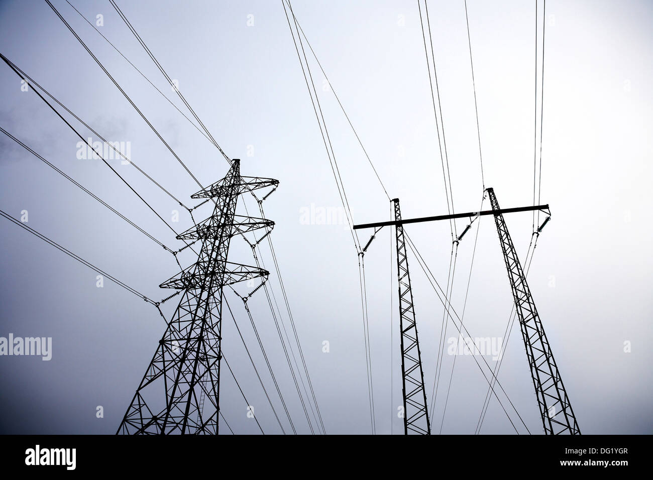 Electrical Power Lines and Towers, Low Angle View Stock Photo - Alamy