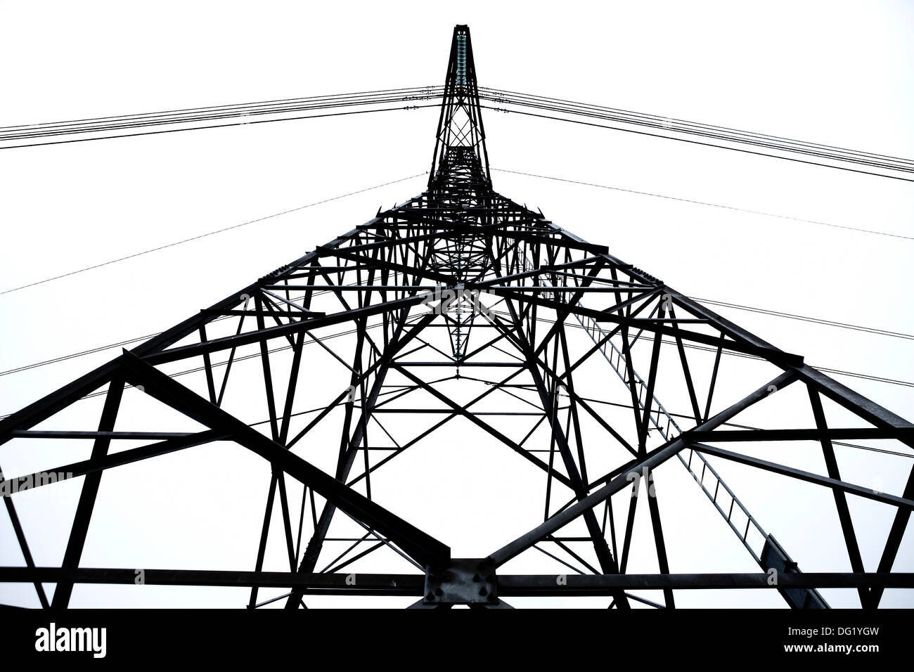 Electrical Power Lines and Tower, Low Angle View Stock Photo - Alamy