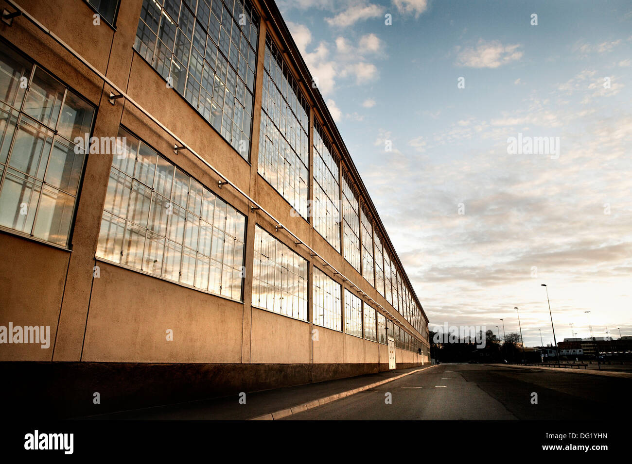 Industrial Building With Large Windows, Low Angle View Stock Photo - Alamy