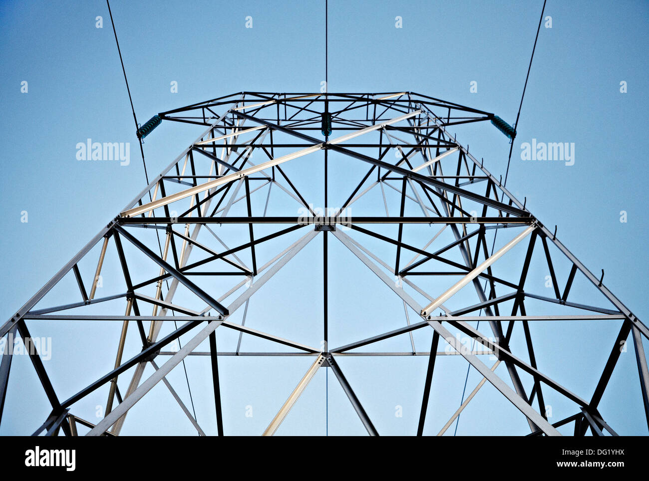 Electrical Power Lines and Tower, Low Angle View Stock Photo - Alamy