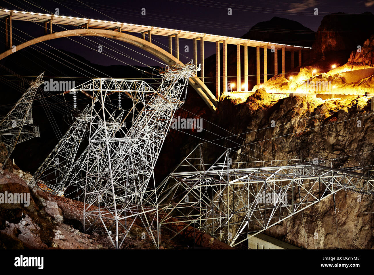 Hoover Dam Bridge Night