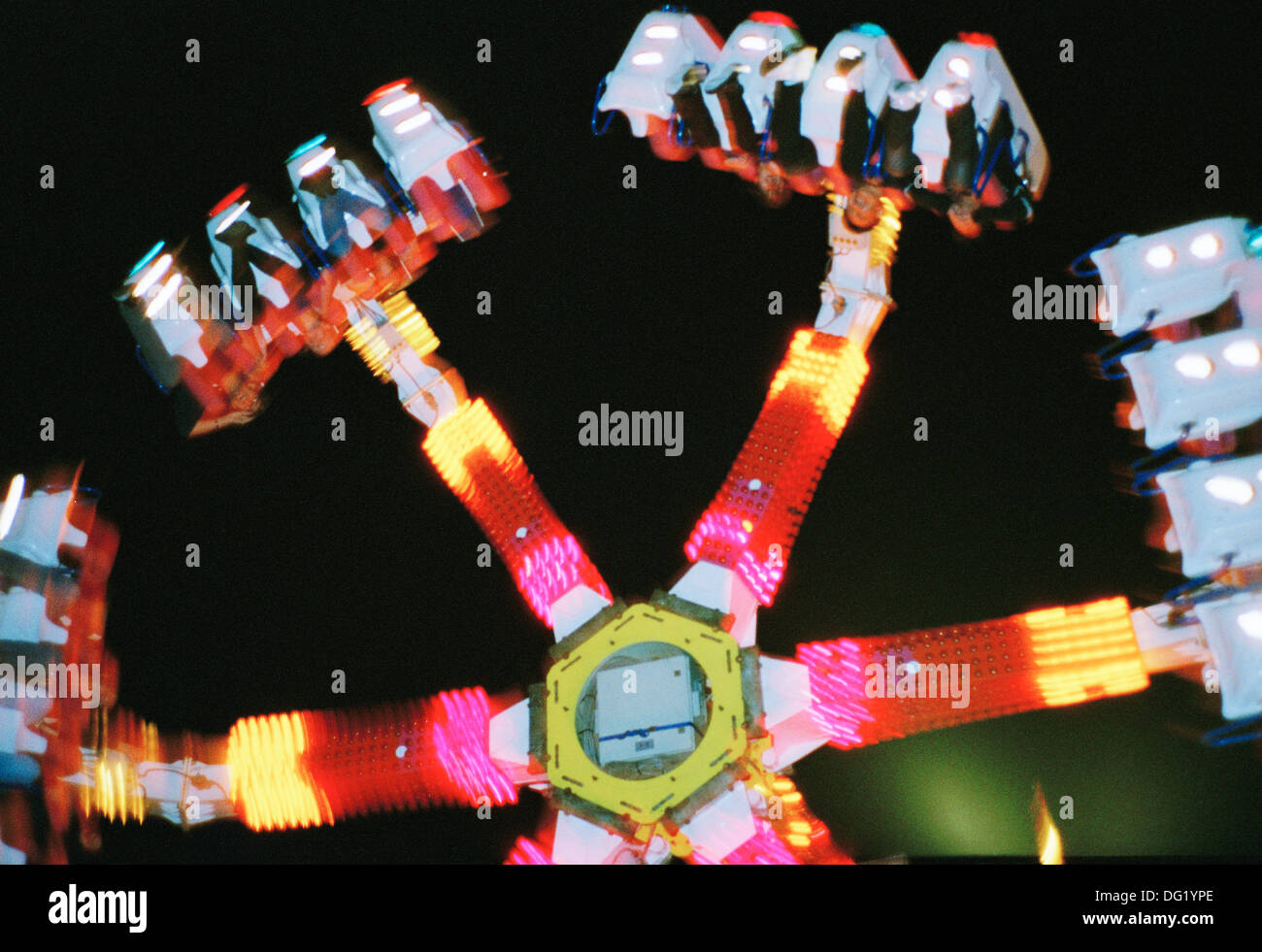 Amusement Park Ride at Night Stock Photo - Alamy