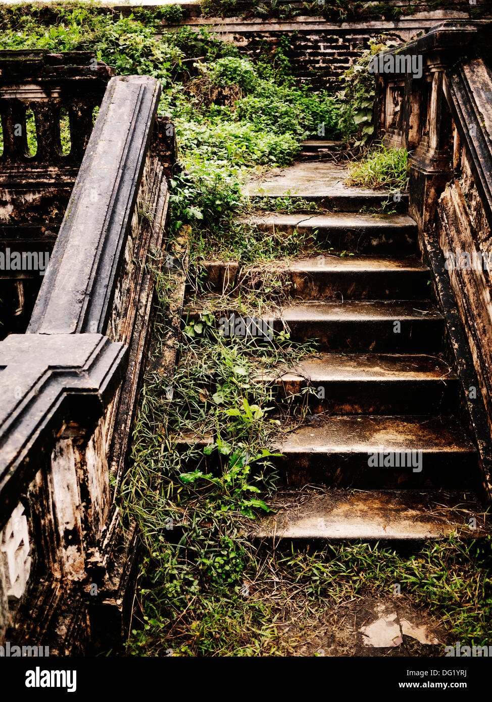 Outdoor Stairway and Terrace Overgrown With Weeds Stock Photo - Alamy