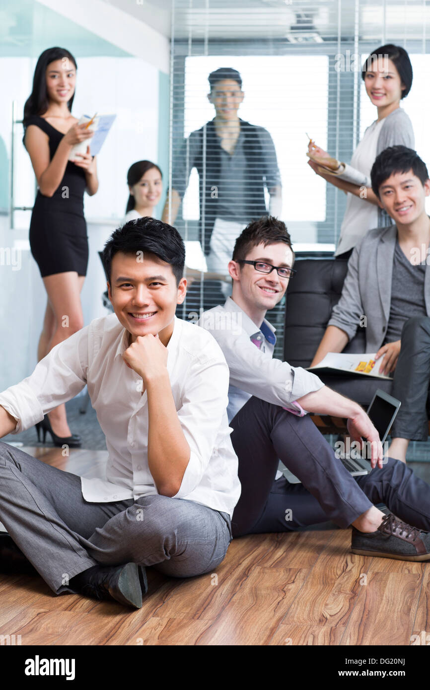 Happy office workers Stock Photo - Alamy