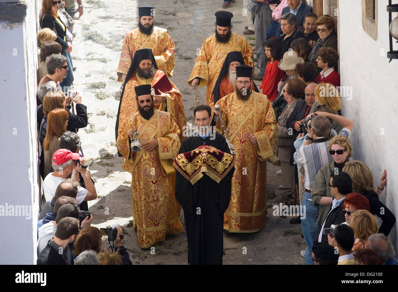 europe, greece, dodecanese, patmos island, chora, orthodox easter time ...