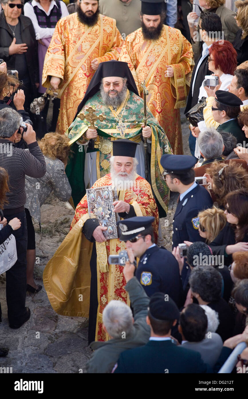 europe, greece, dodecanese, patmos island, chora, orthodox easter time ...