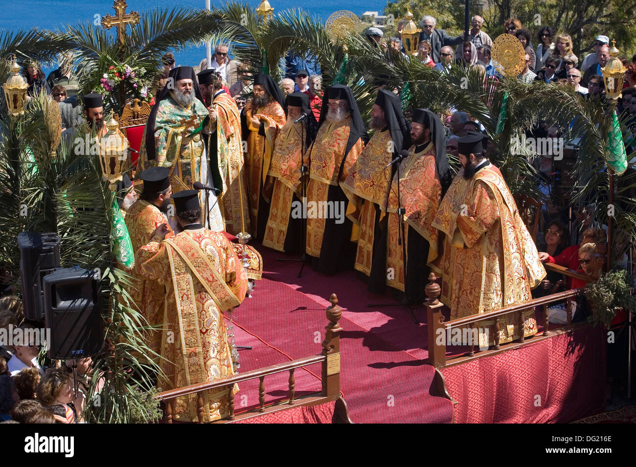 europe, greece, dodecanese, patmos island, chora, orthodox easter time ...