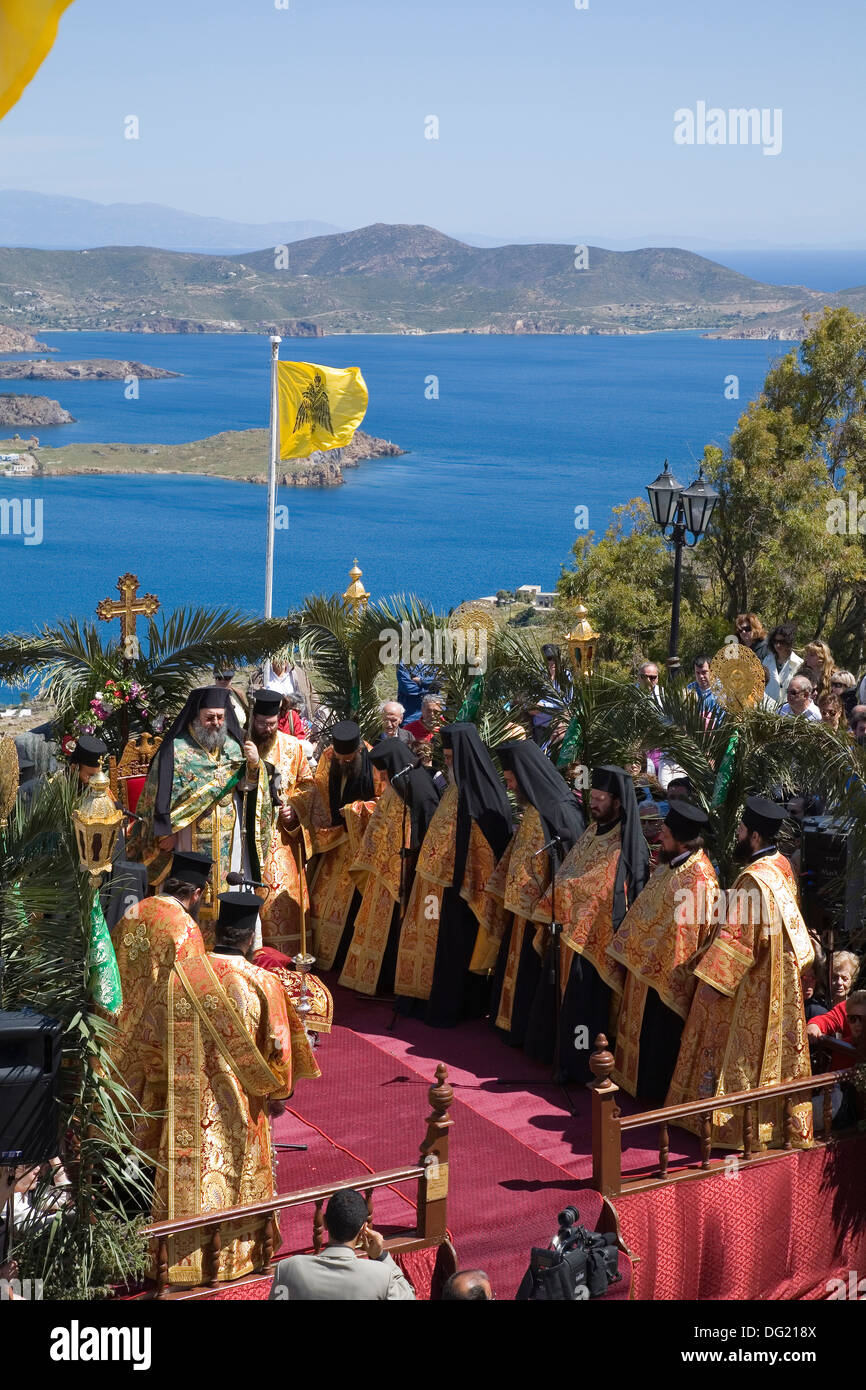 europe, greece, dodecanese, patmos island, chora, orthodox easter time ...