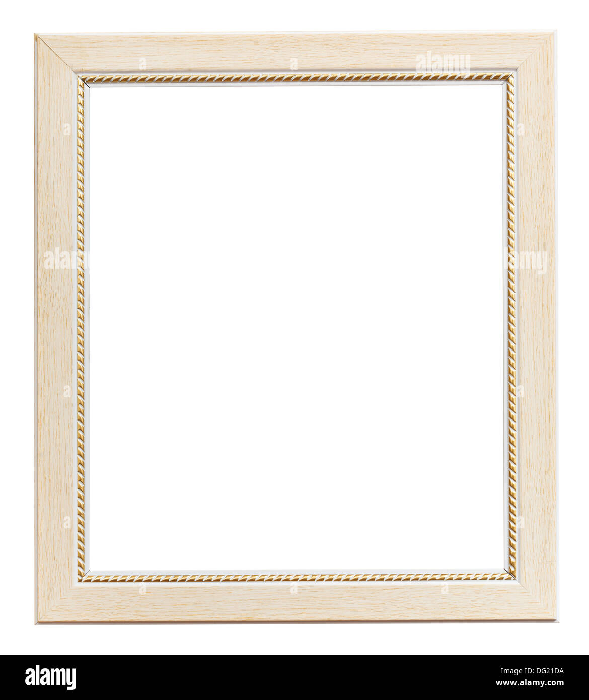 white flat vertical picture frame with cutout canvas isolated on white ...