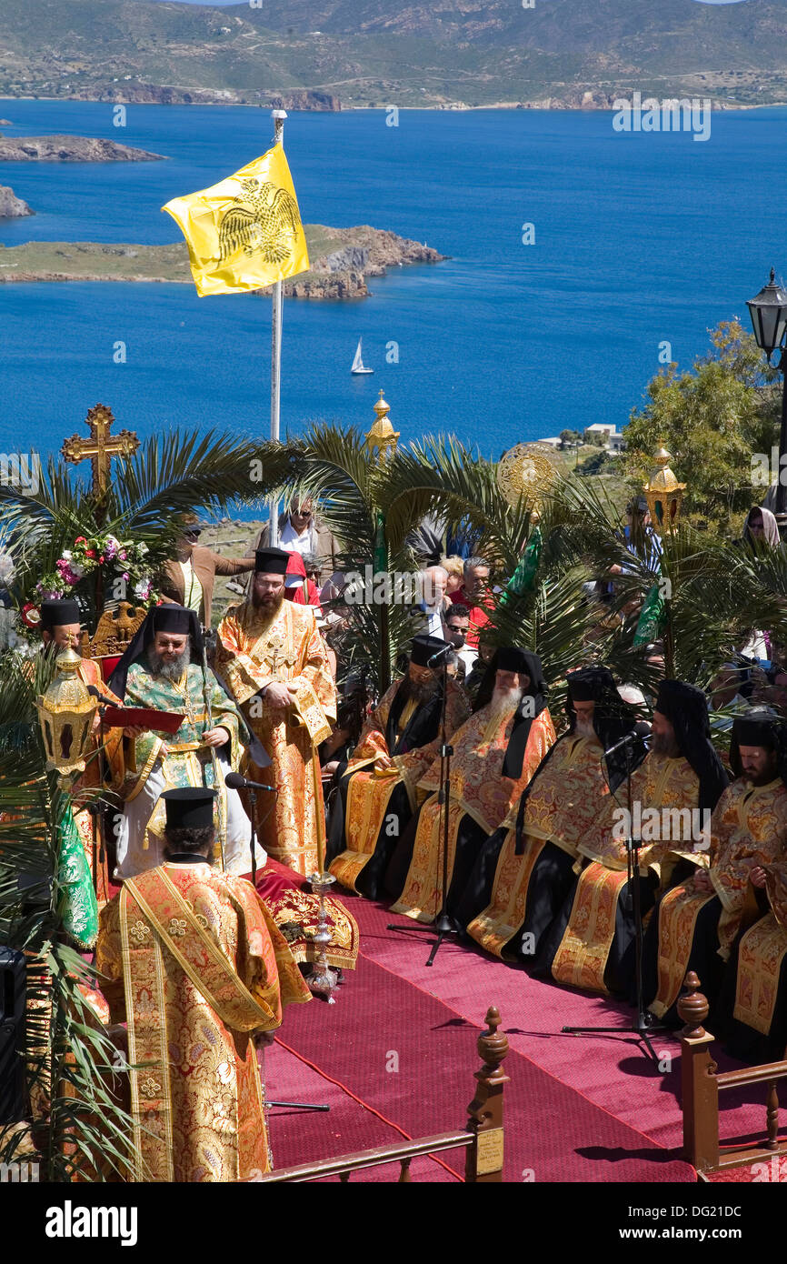 europe, greece, dodecanese, patmos island, chora, orthodox easter time ...