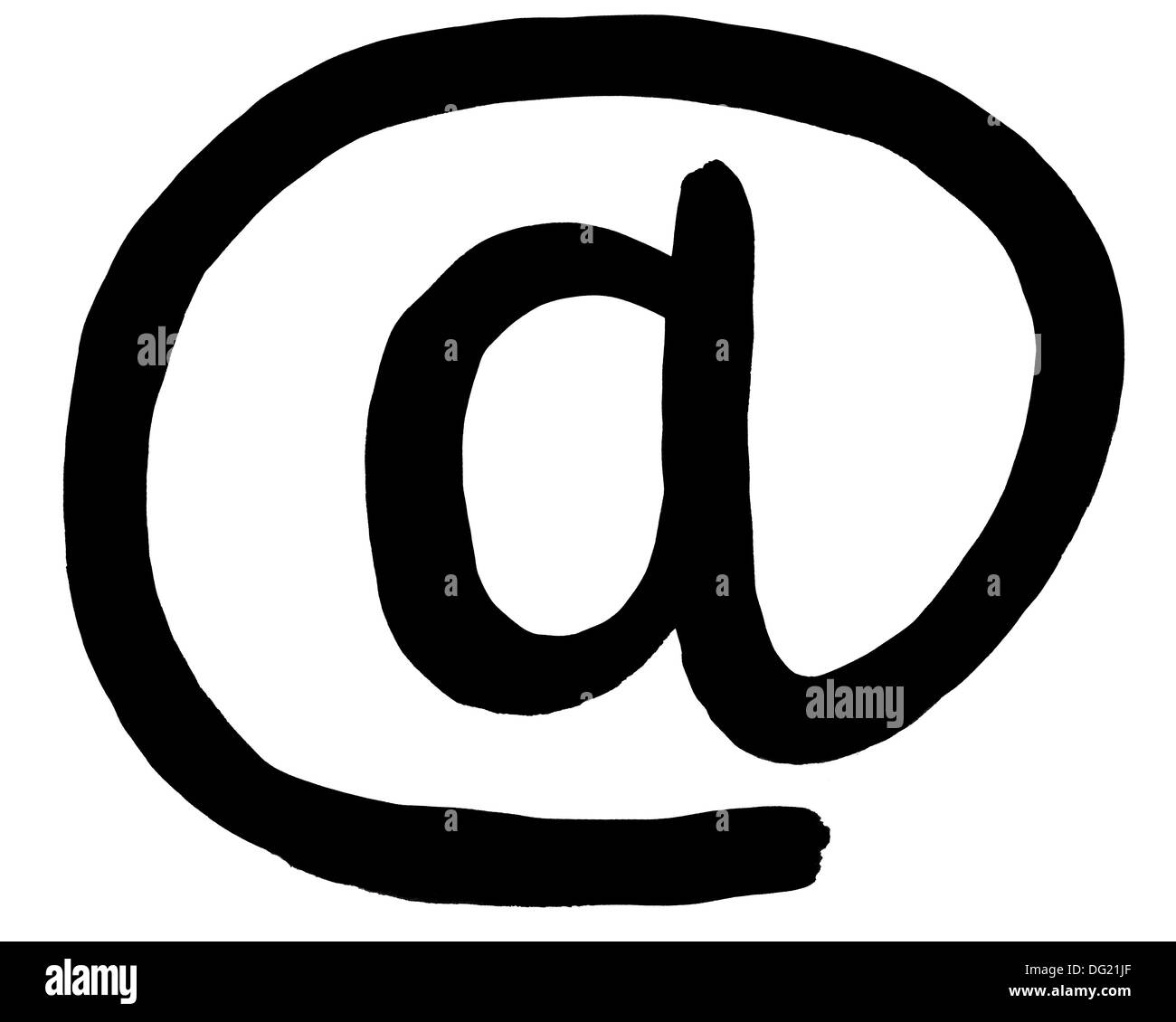 hand written at symbol painted by black ink Stock Photo - Alamy