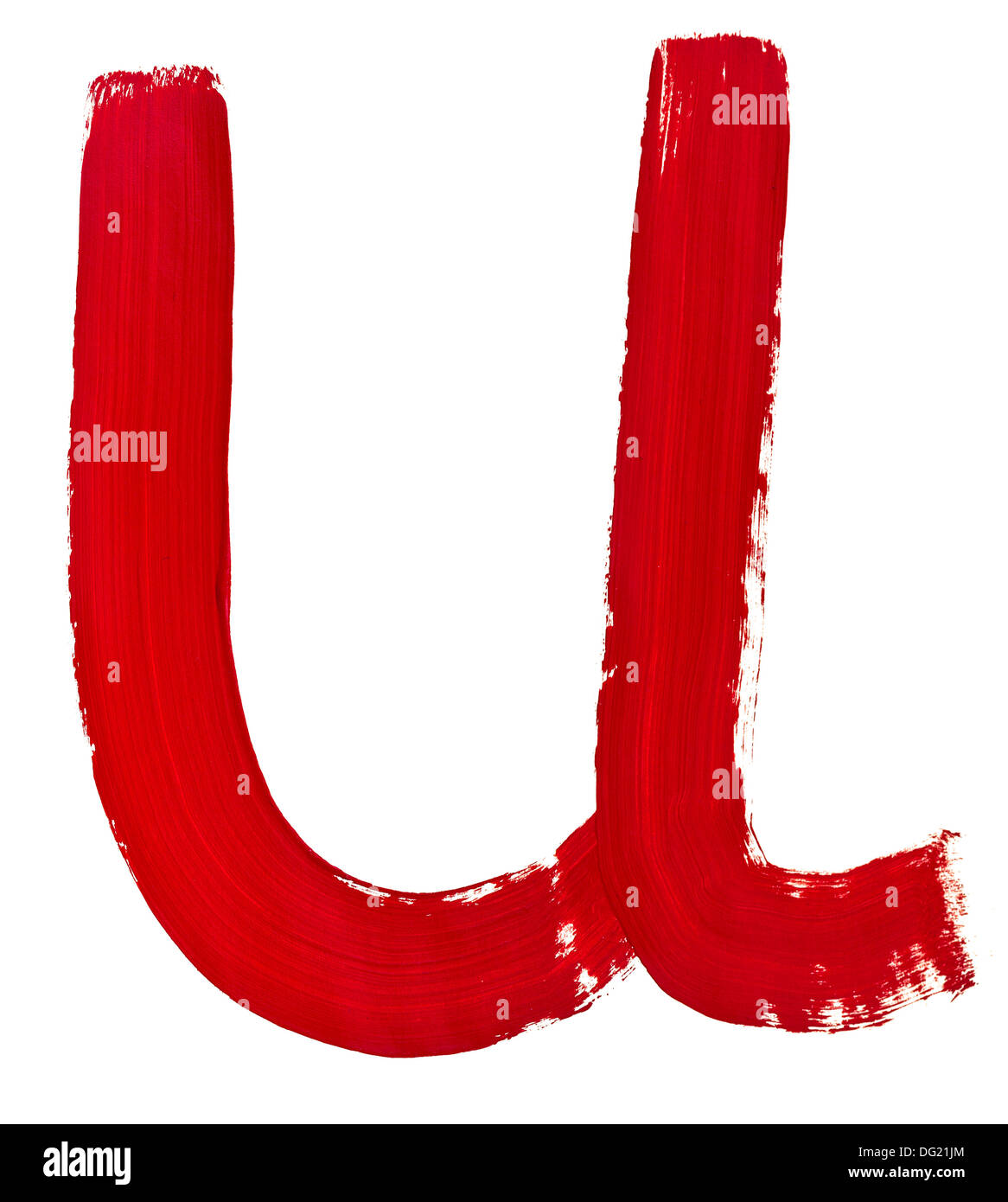 letter u hand painted by red brush on white background Stock Photo - Alamy