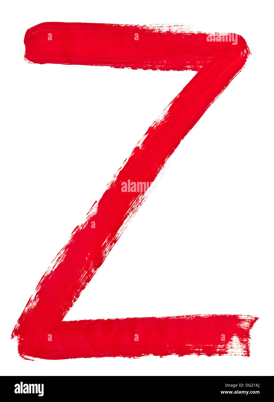 capital letter z hand painted by red brush on white background Stock ...