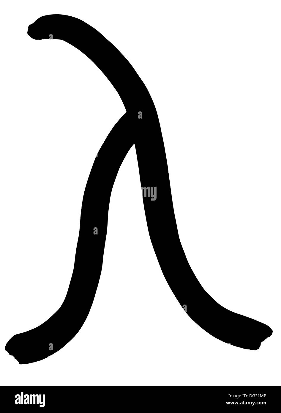 greek letter lambda hand written in black ink on white background Stock ...