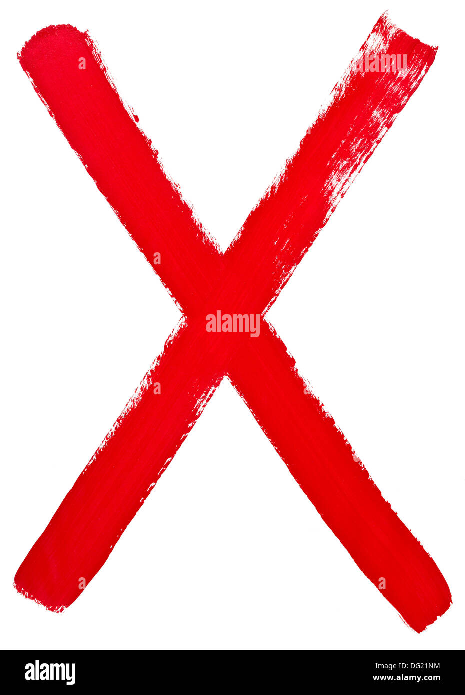 capital letter x hand painted by red brush on white background Stock ...